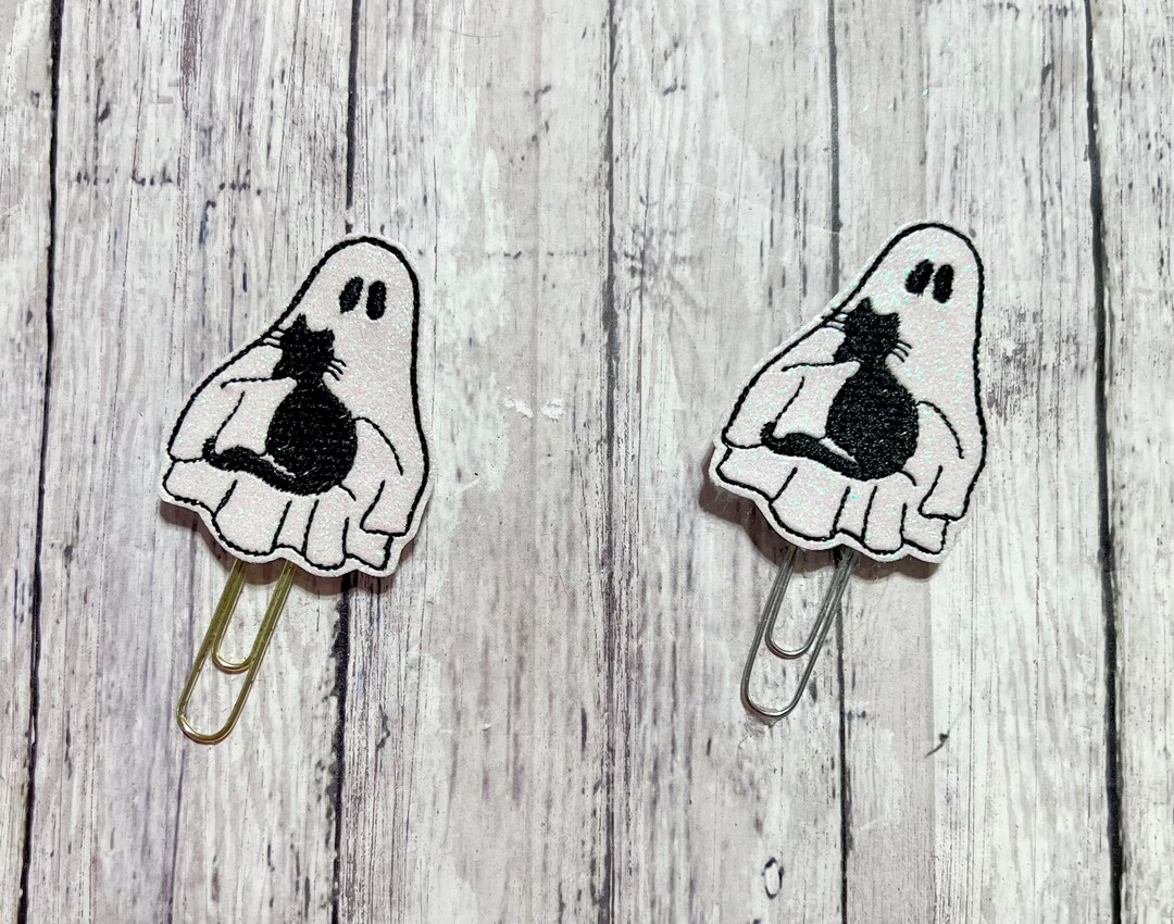Ghost Planner Paperclip, Halloween Ghost Bookmark, Ghost Black Cat ...