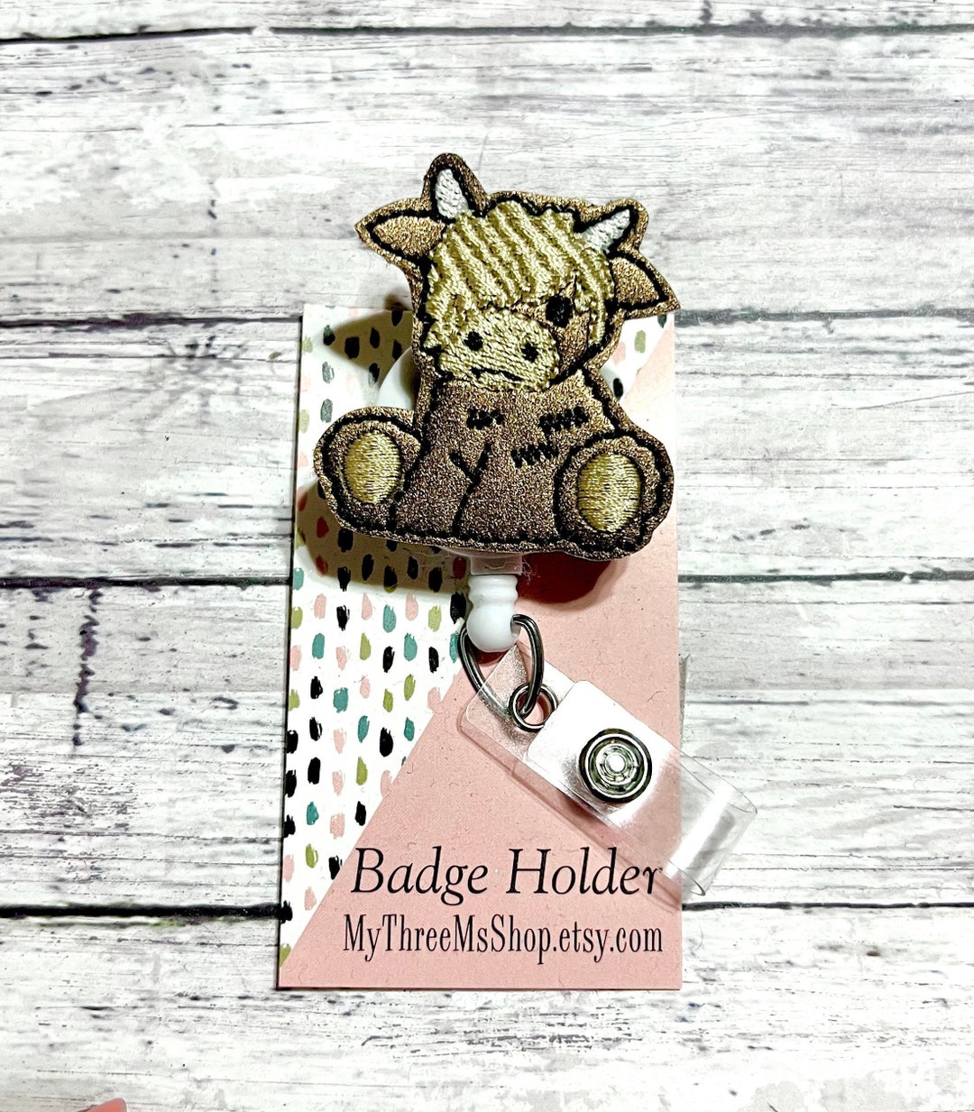 Highland Cow Badge Reel, Animal Badge Reel, Interchangeable Badge ...