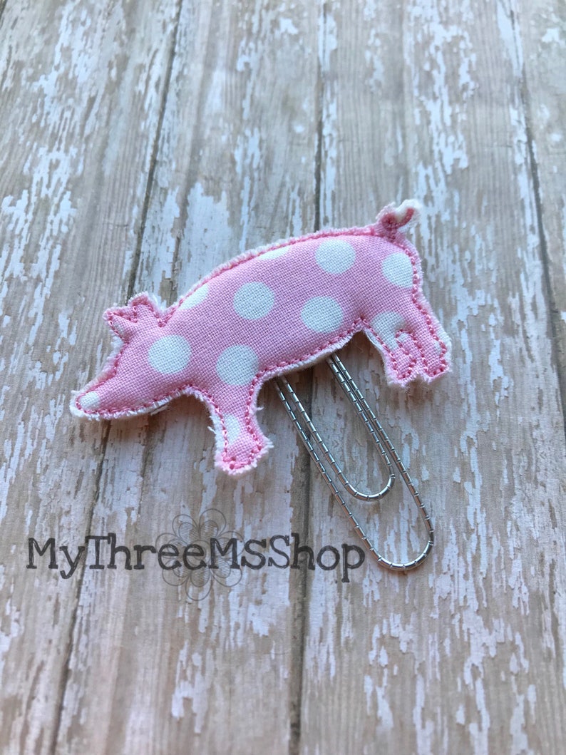 Pig Feltie Planner Paperclip Bookmark Piggy Fabric Applique | Etsy