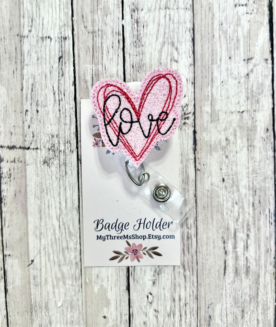 Love Heart Badge Reel, Valentines Day Badge, Feltie Badge Topper ...