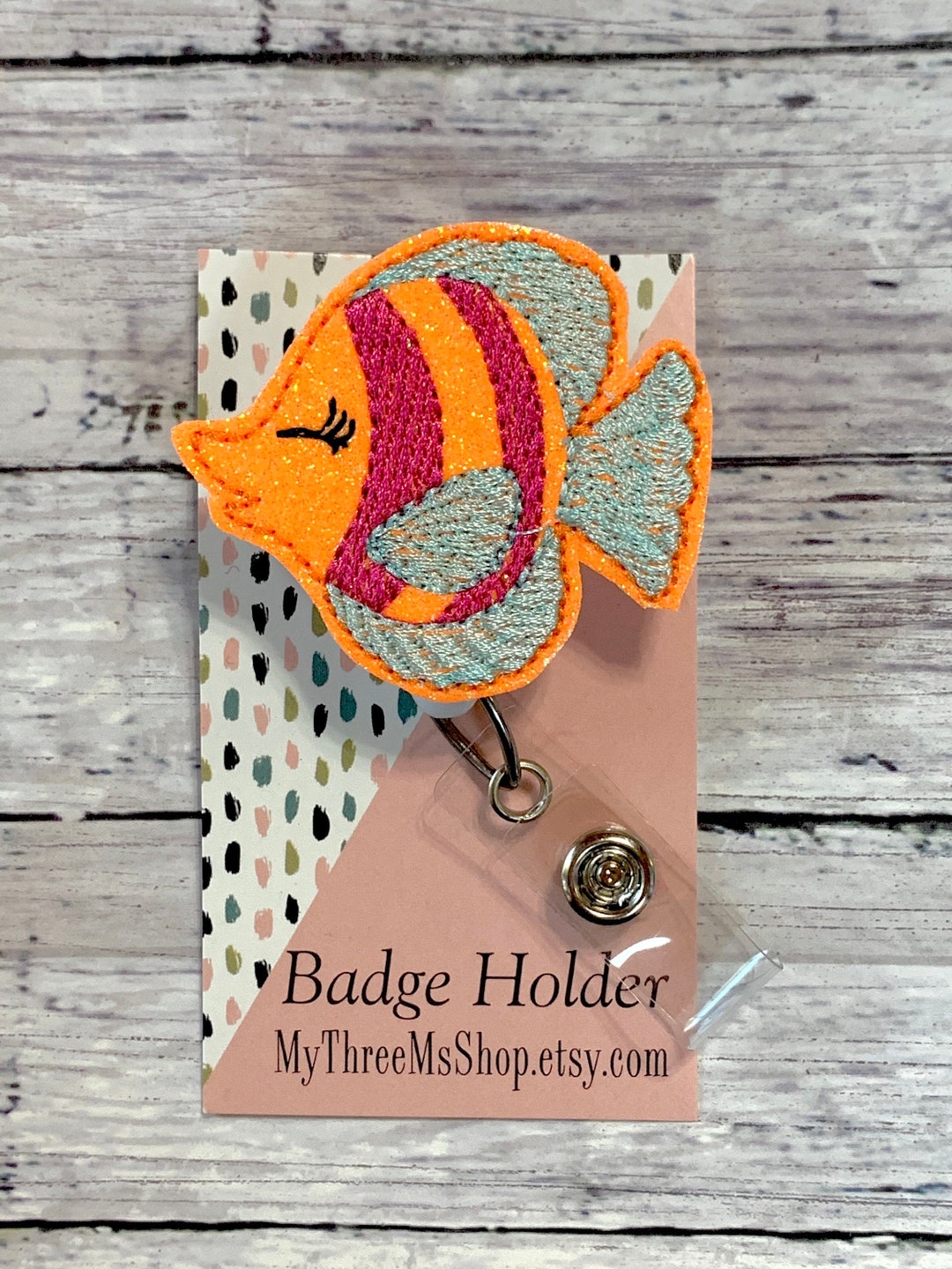 Tropical Fish Glitter Badge Reel, Fish Badge Holder, Nurse Badge Reel ...