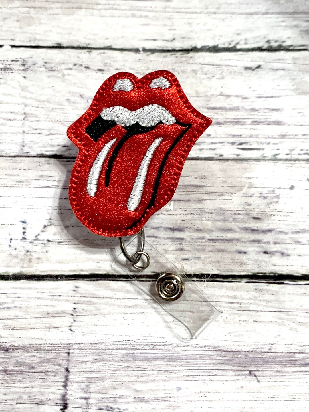 Glitter Badge Reel, Lips Badge Holder, Nurse Badge Reel, Rock Roll ...