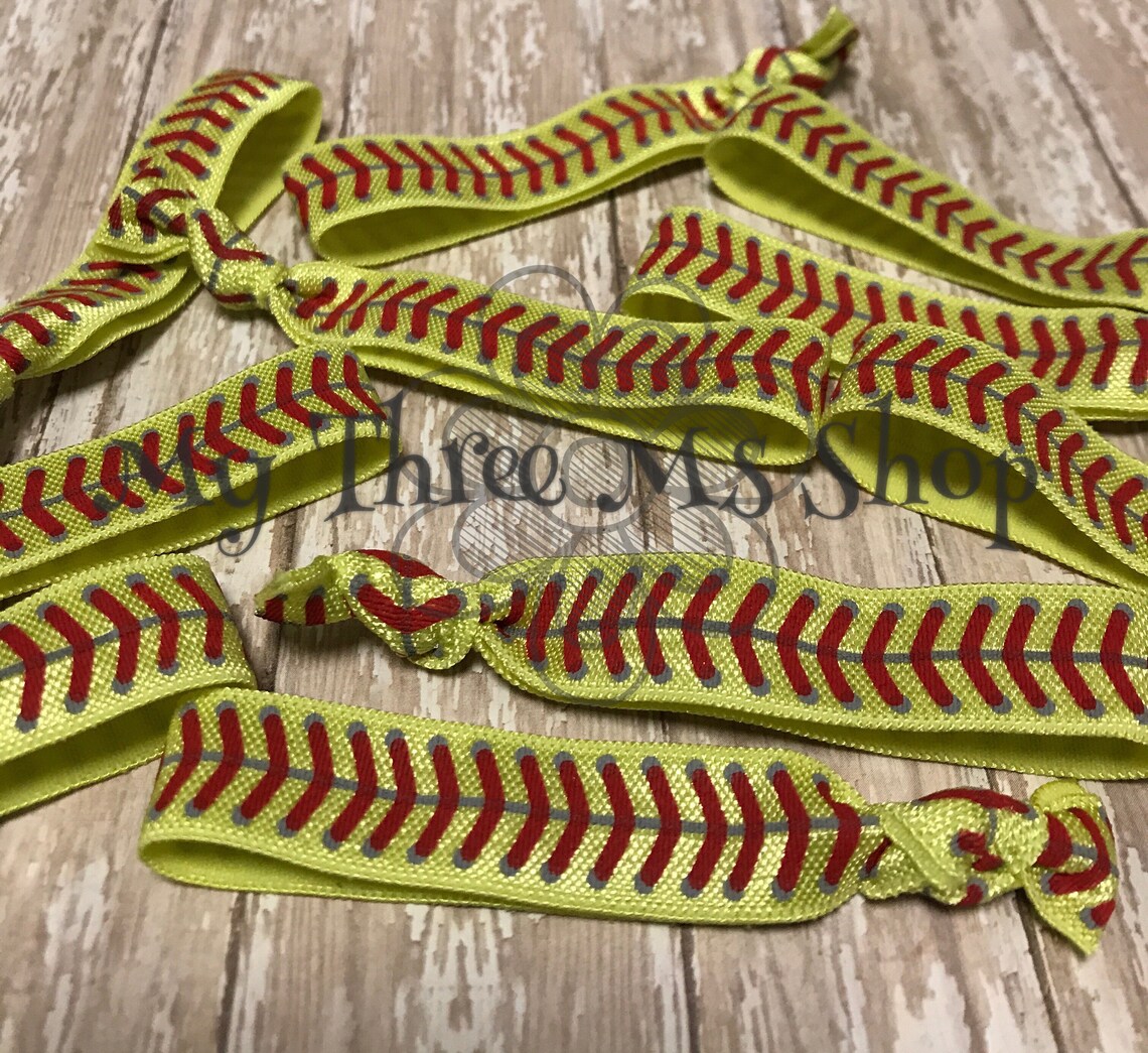 Softball Hair Ties Softball Elastic Hair Band, Softball Seam Hair Ties ...