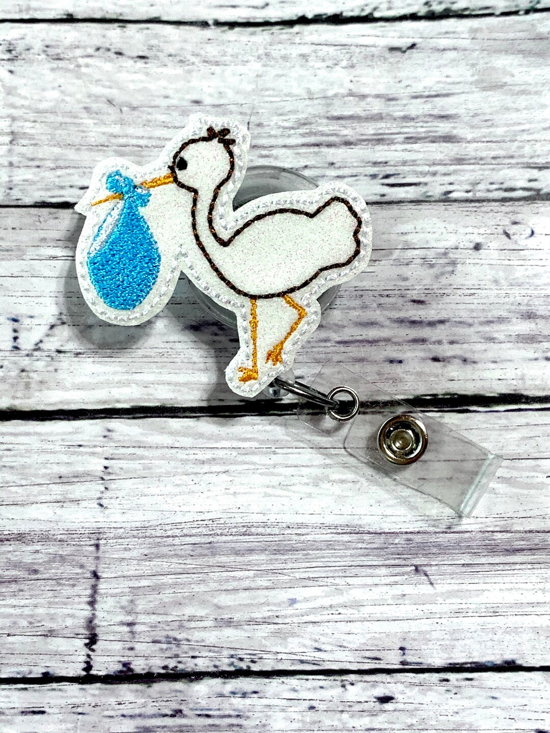 Stork Badge Reel Baby Stork Badge Holder, Stork Badge Topper, LD Badge ...