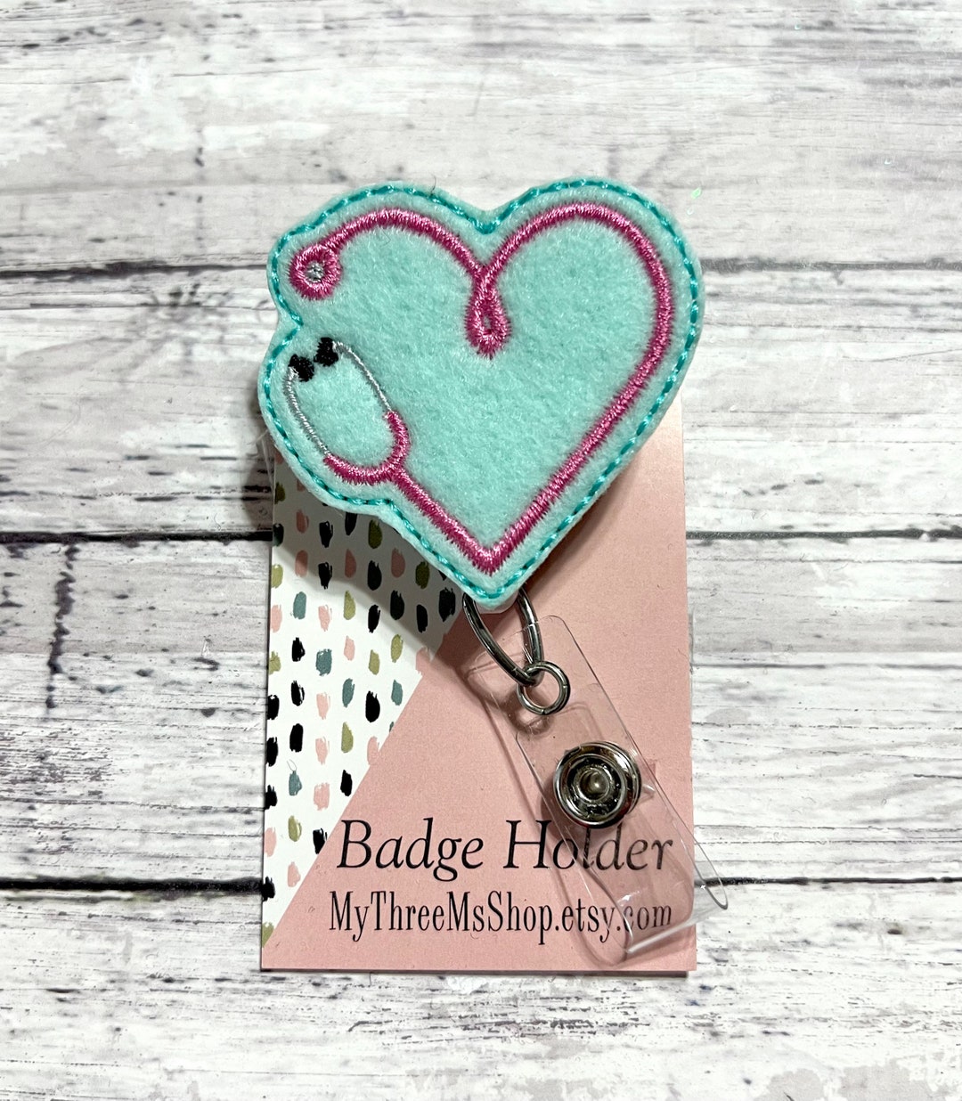 Heart Stethoscope Badge, Felt Heart Badge Reel, Interchangeable Badge ...
