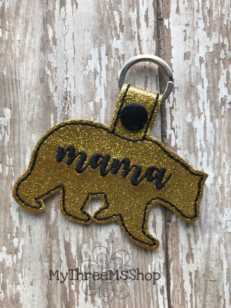 Mama Bear Snaptab Key FOB Glitter Bear Keychain Mama Bear | Etsy