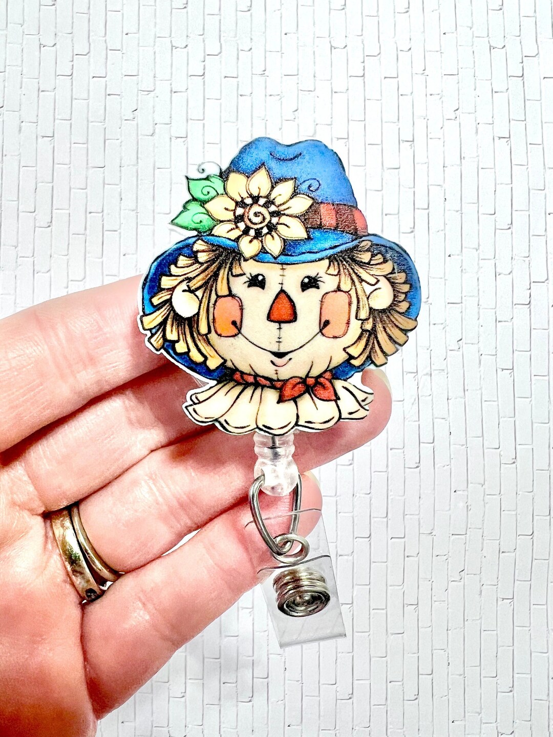 Scarecrow Badge Reel, Thanksgiving Badge Reel, Happy Fall Badge Clip ...
