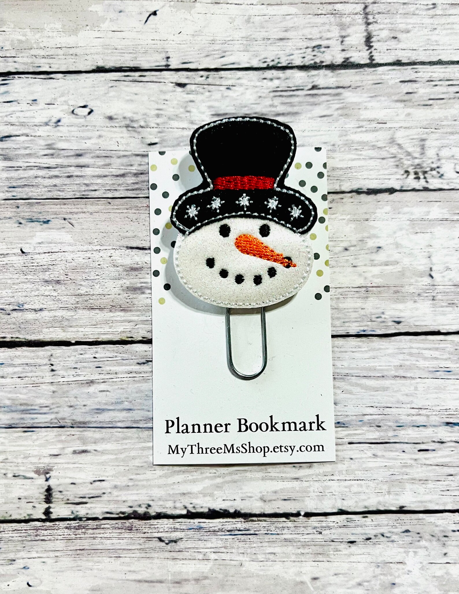 Snowman Feltie Paper Clip, Glitter Christmas Planner Clip, Snowman ...