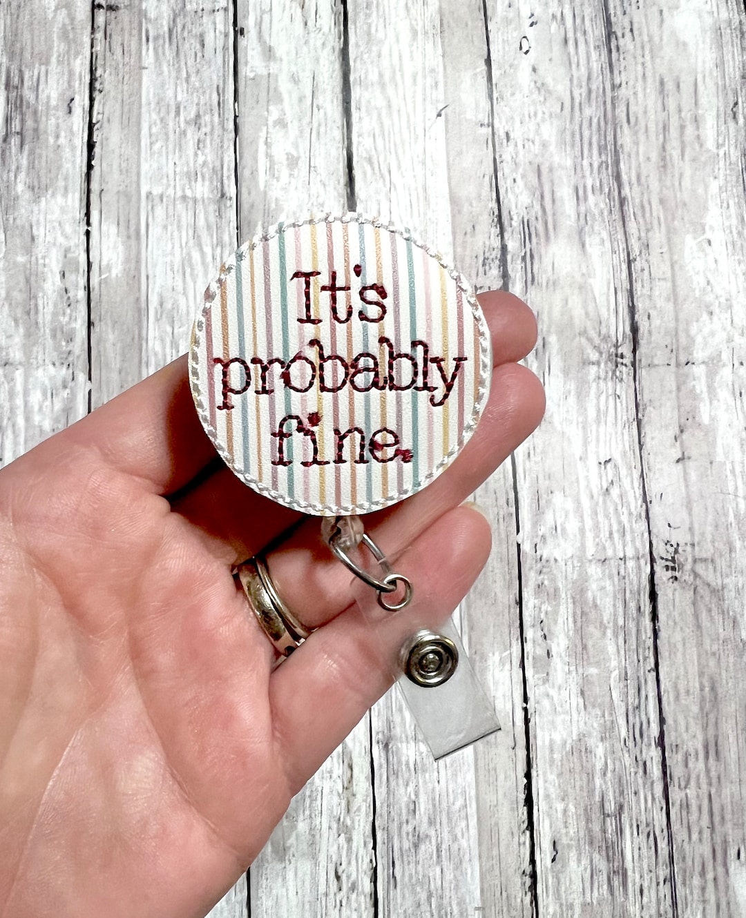 Its Probably Fine Badge, Wordie Badge Reel, Interchangeable Badge ...