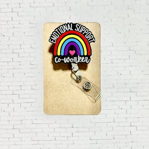Co-worker Badge Reel, Support Person Badge Holder, Rainbow Badge Reel ...
