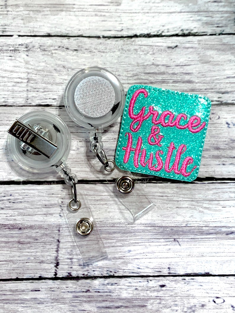 Grace Hustle Badge Reel Grace Badge Holder Hustle Badge - Etsy