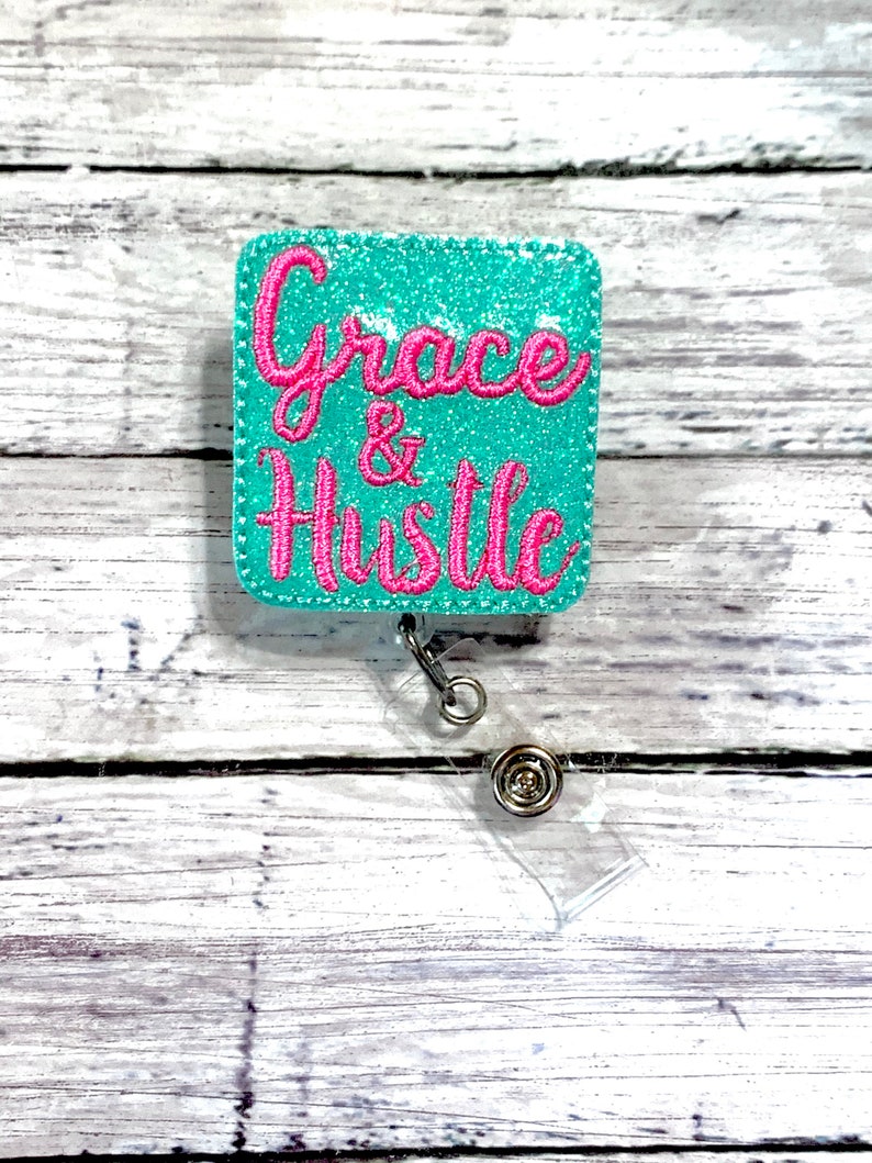 Grace Hustle Badge Reel Grace Badge Holder Hustle Badge - Etsy