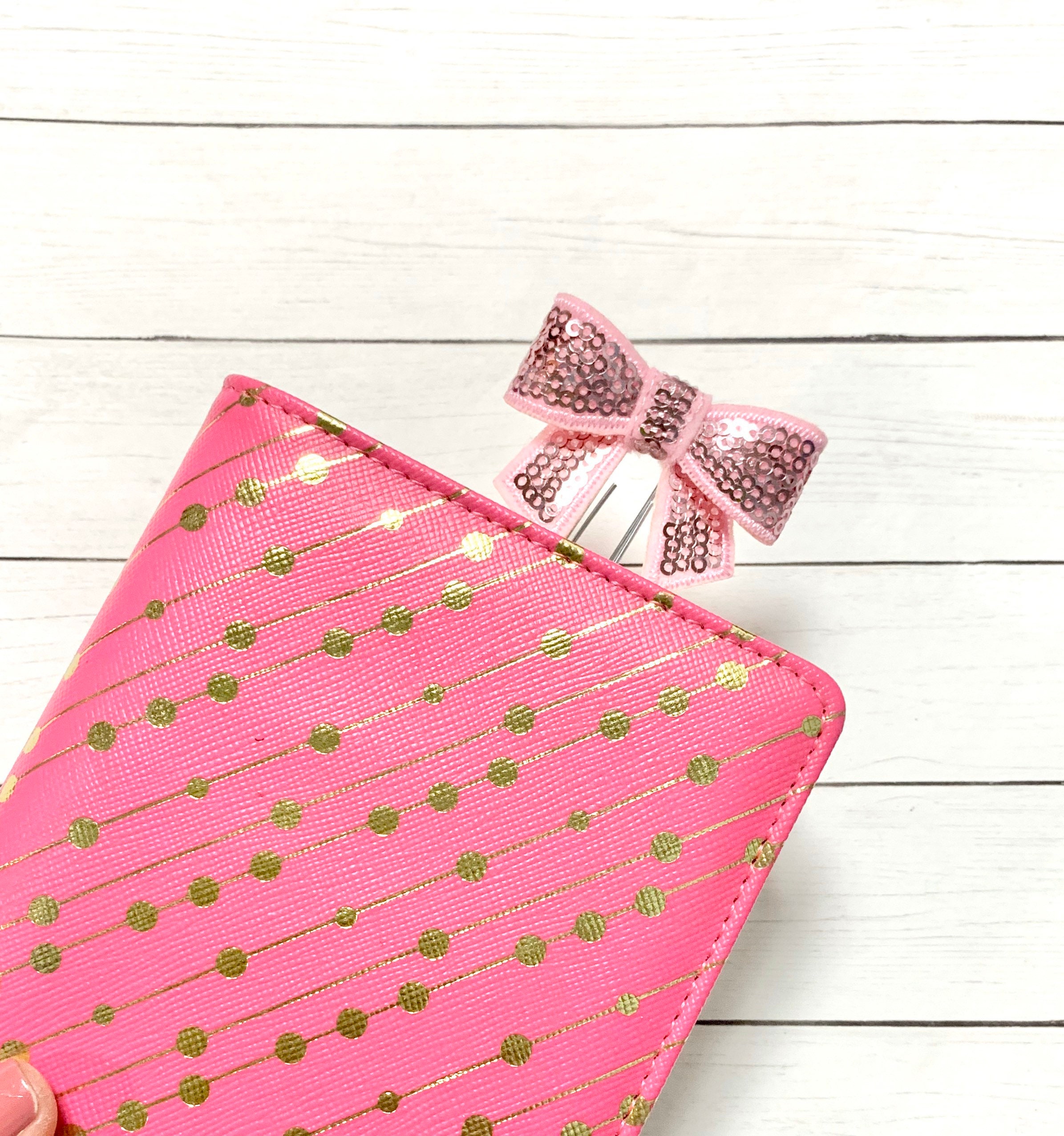 Light Pink Sequin Bow Planner Clip Glitter Bow Paperclip | Etsy