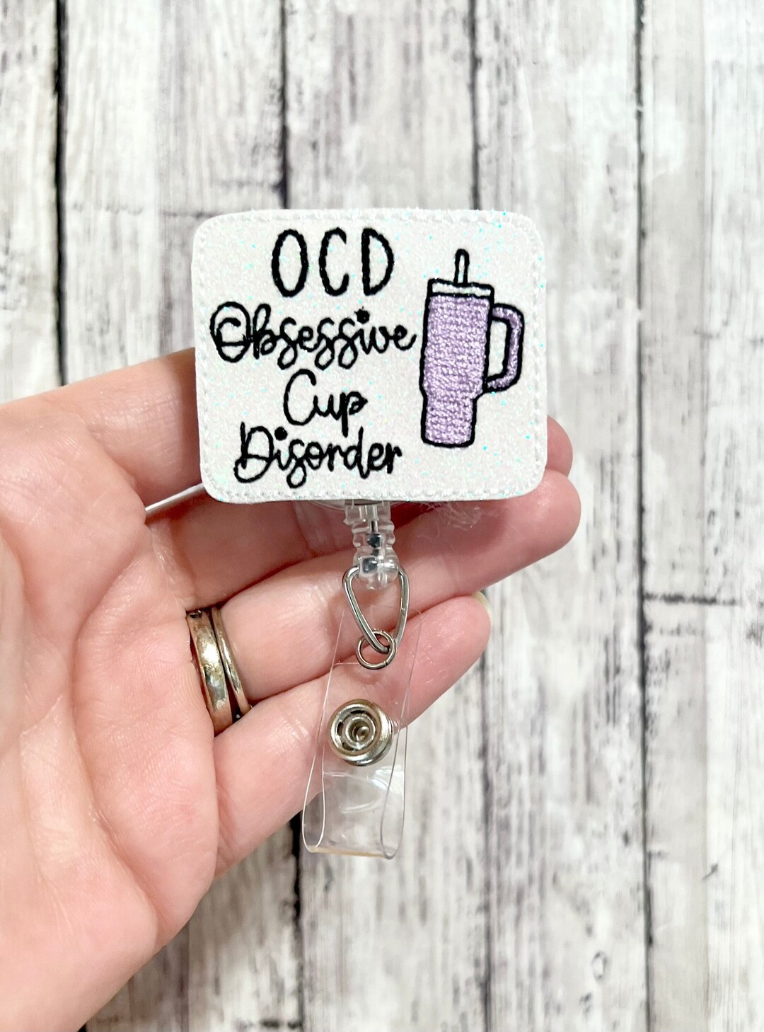 OCD Badge Reel, Obsessive Cup Disorder Badge, Funny Mom Badge, Tumbler ...