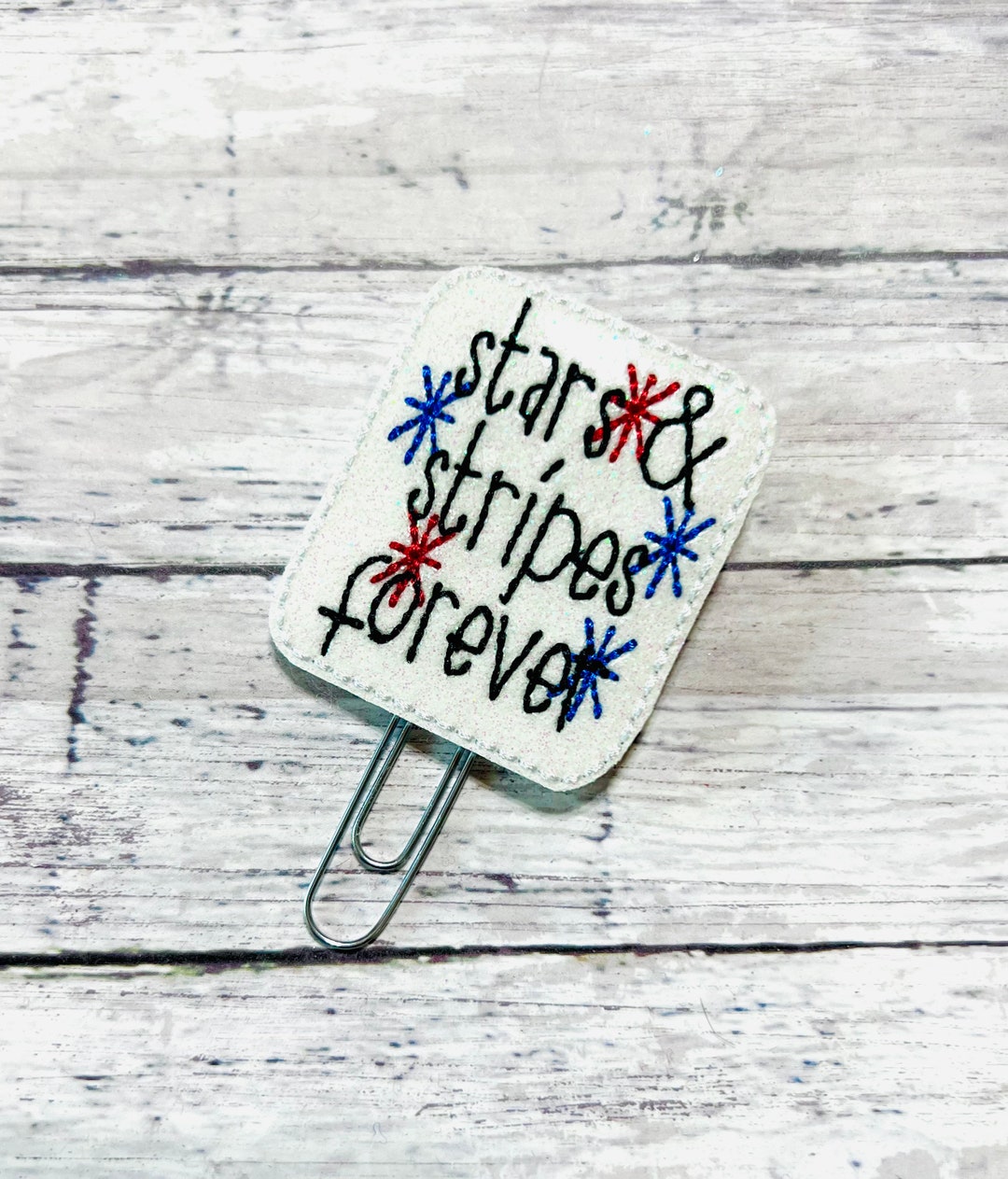 Stars and Strips Bookmark, USA Glitter Feltie Clip, Patriotic Planner ...