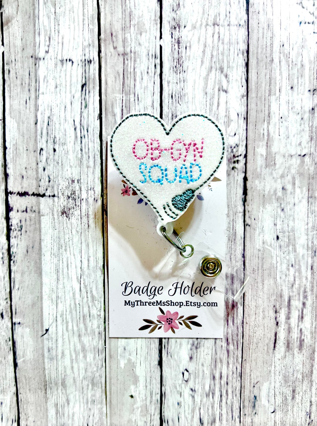 OB-GYN Badge Reel, Ultrasound Heart Badge Reel, Interchangeable Badge ...