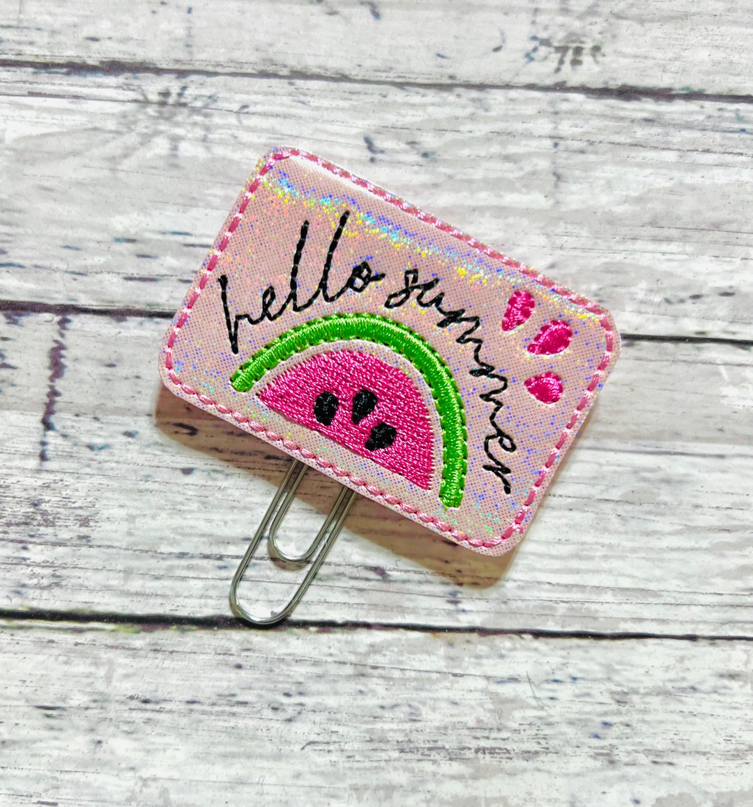Hello Summer Planner Clip, Watermelon Bookmark, Summer Melon Paperclip ...