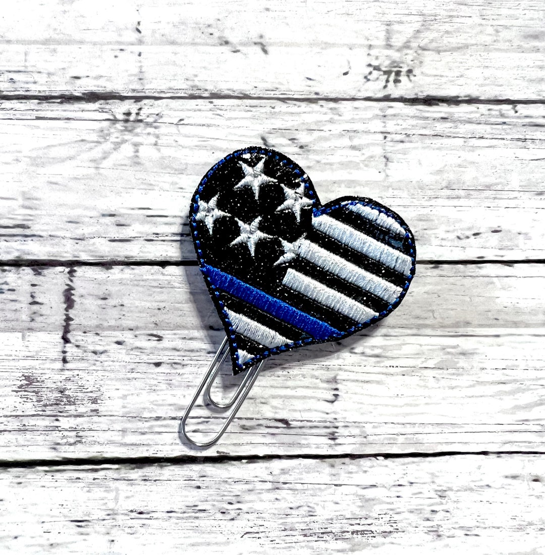 Thin Blue Line Planner Paperclip, Support Police Bookmark, Awareness ...
