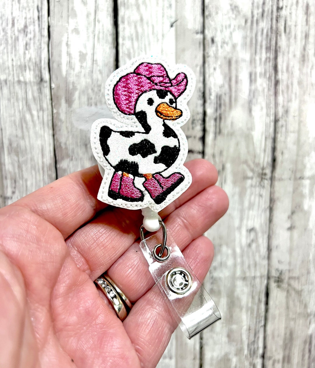 Cowgirl Duck Badge Reel, Cow Print Goose Badge Reel, Cowboy Goose Id Holder, Western Goose, Pink ...