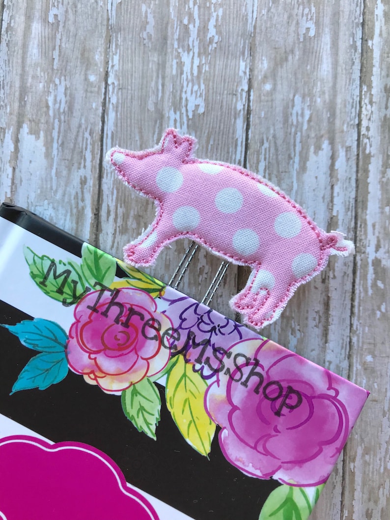 Pig Feltie Planner Paperclip Bookmark Piggy Fabric Applique | Etsy