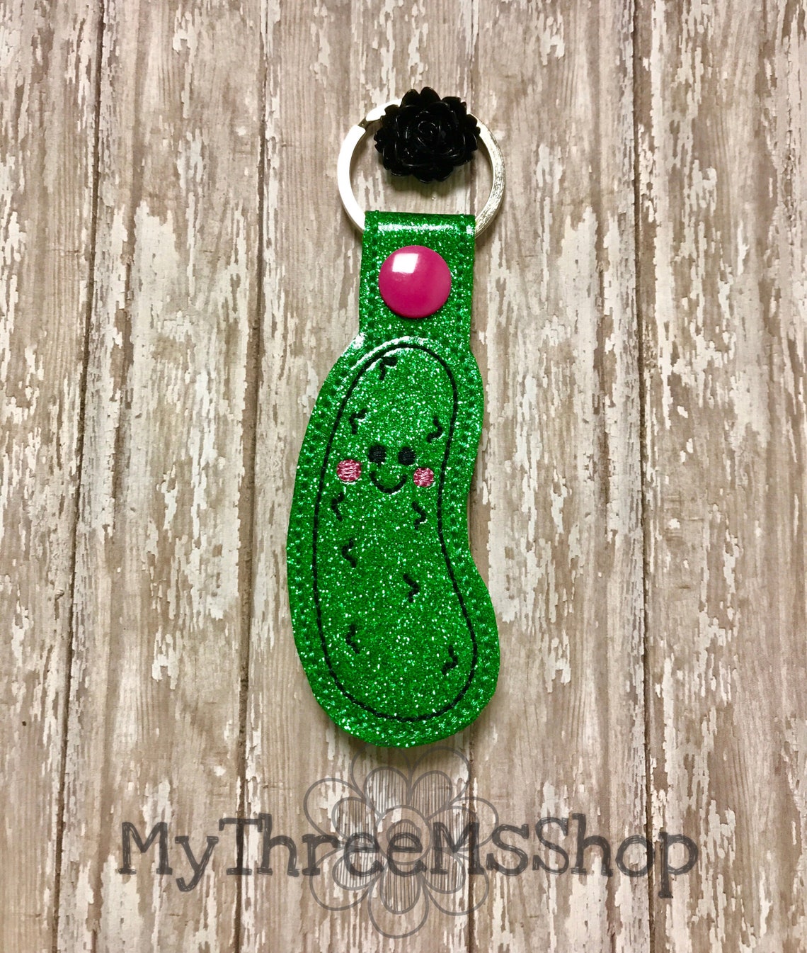 Pickle Key Fob Pickle Snap tab Embroidery Keychain Pickle | Etsy