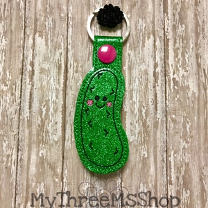 Pickle Key Fob Pickle Snap tab Embroidery Keychain Pickle | Etsy