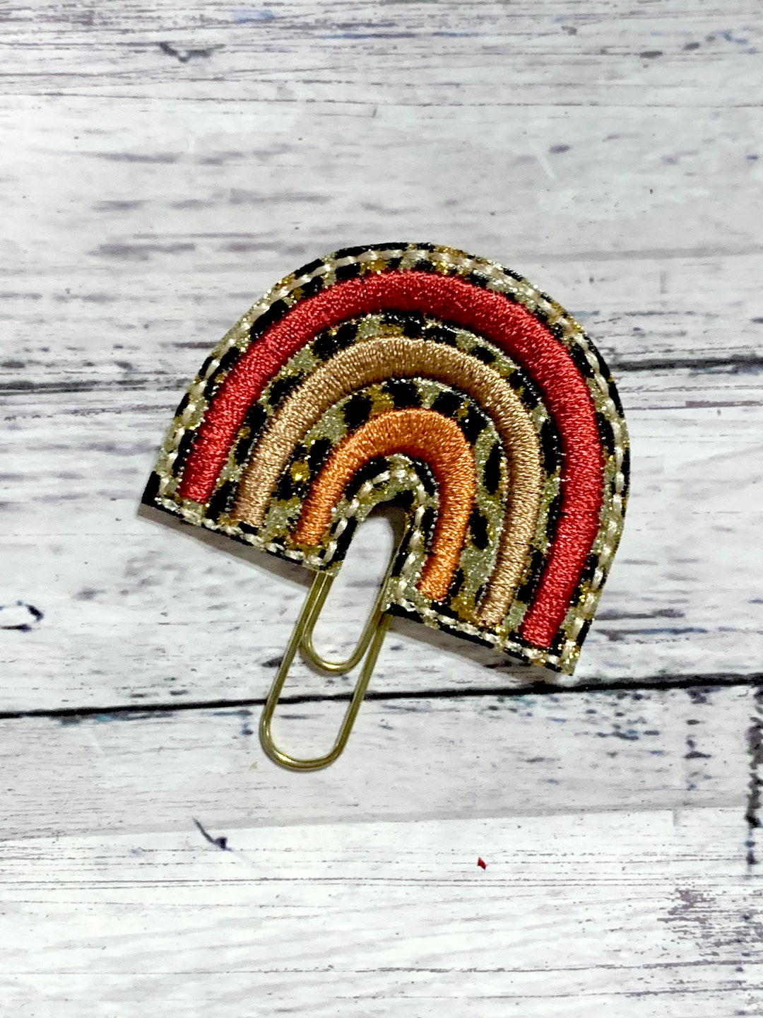 Fall Leopard Rainbow Clip, Glitter Feltie Clip, Fall Bookmark, Autumn ...