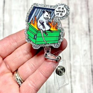 Possum Badge Reel, Funny Possum Badge Reel, Dumpster ID Holder, It's ...