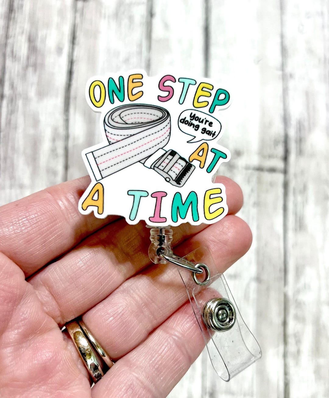 Physical Therapist Badge, One Step at a Time Badge Reel, PT Badge Reel ...