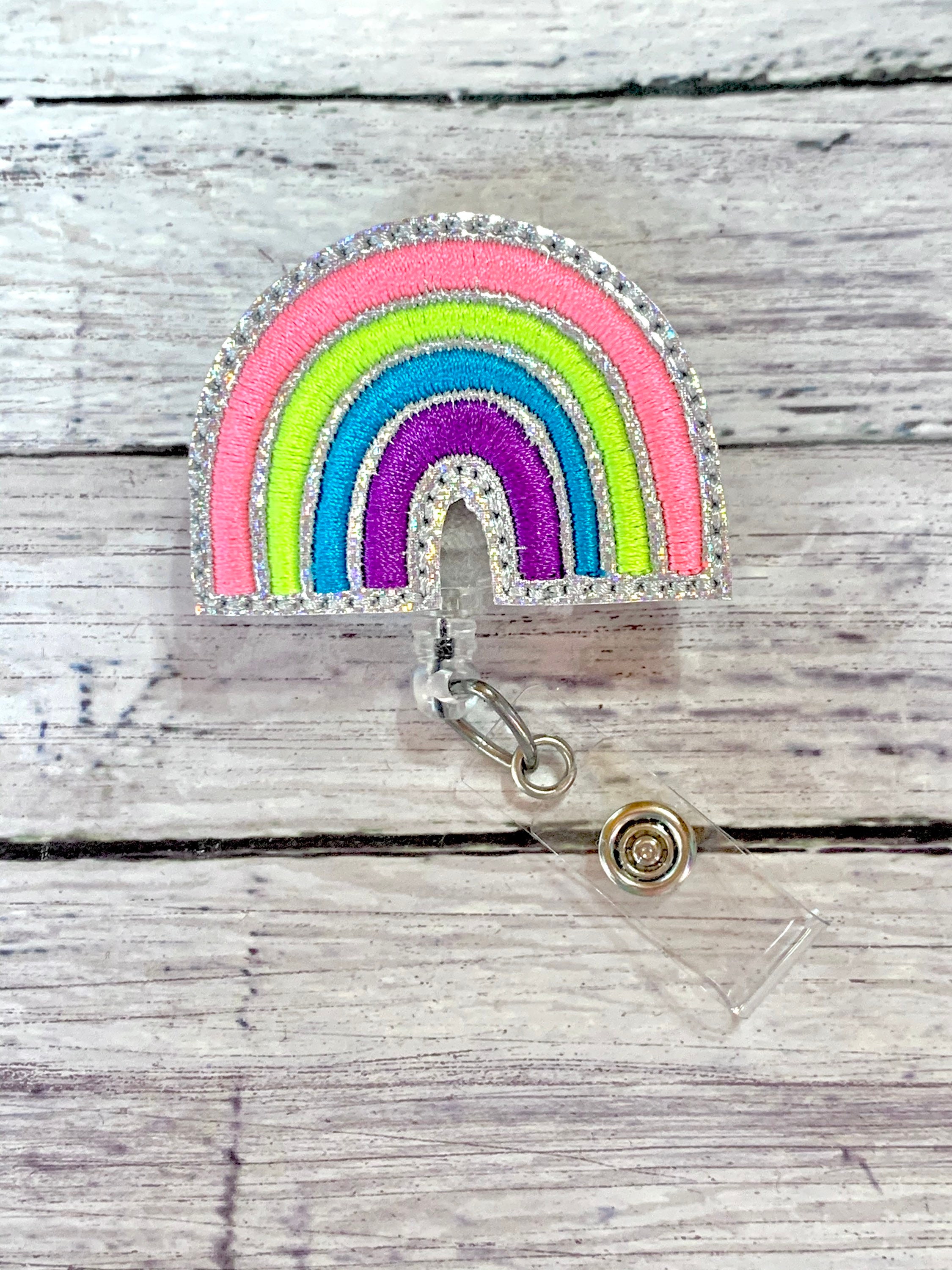 Holographic Rainbow Badge Reel Rainbow Badge Holder Nurse | Etsy