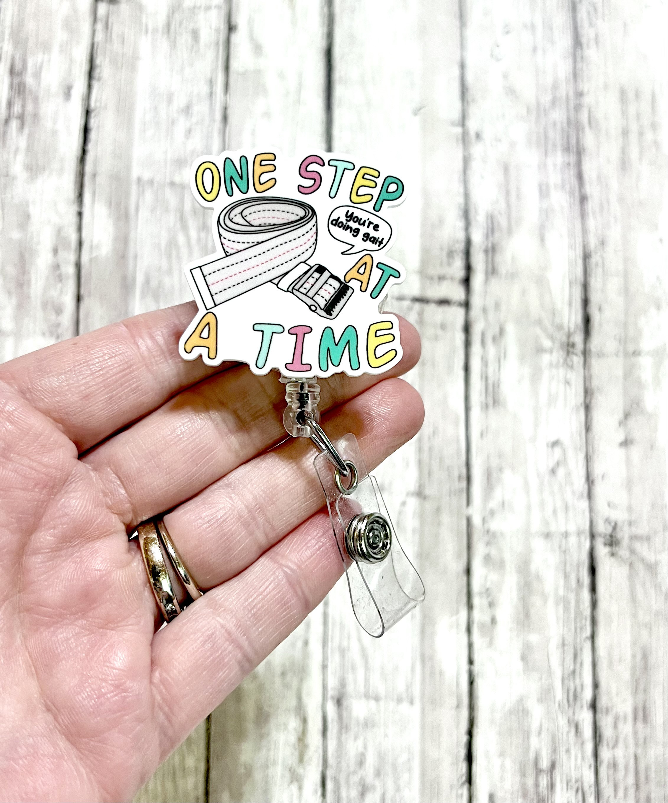 Physical Therapist Badge, One Step at a Time Badge Reel, PT Badge Reel ...