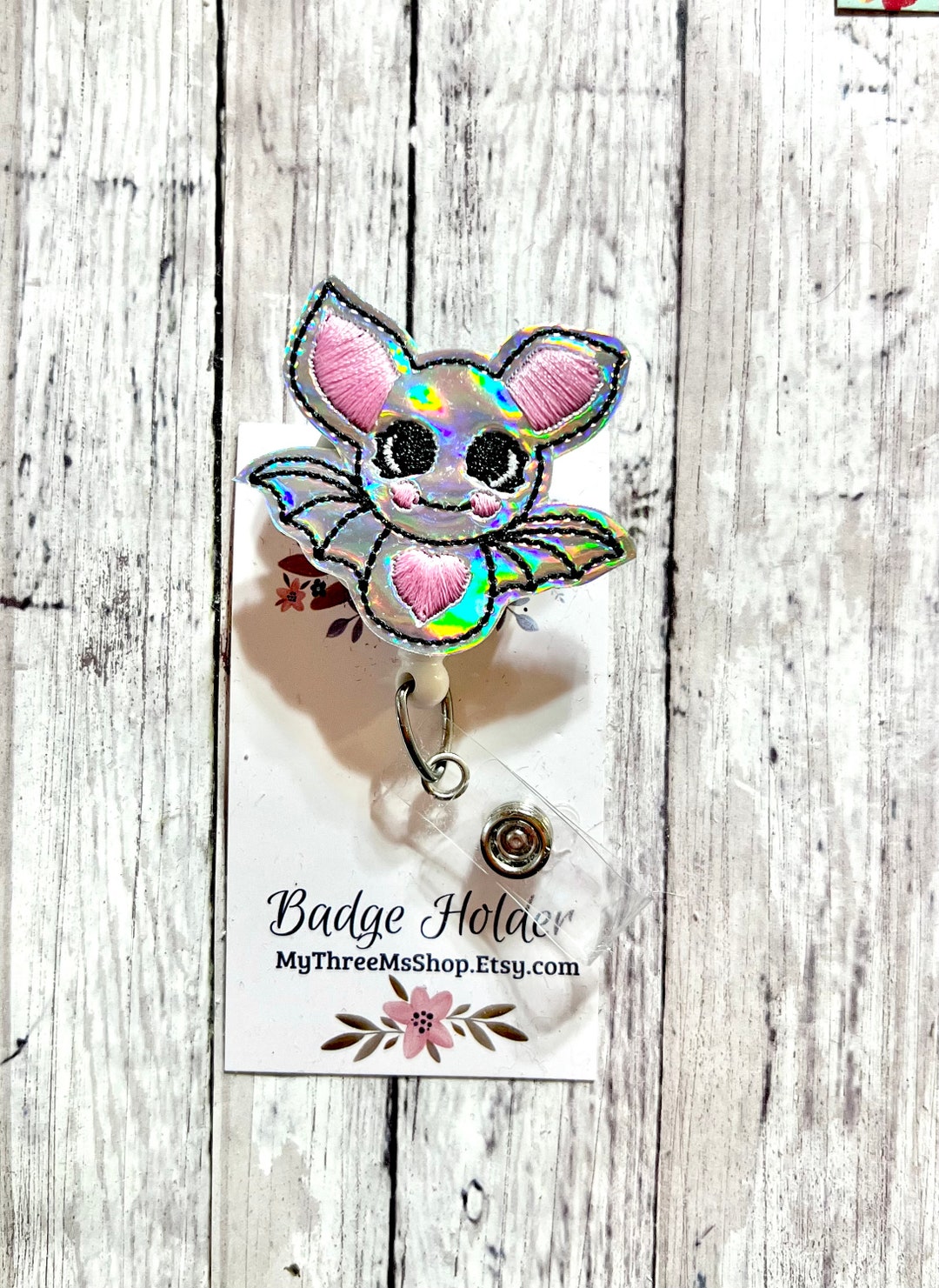 Bat Badge Reel Halloween Badge Holographic - Etsy