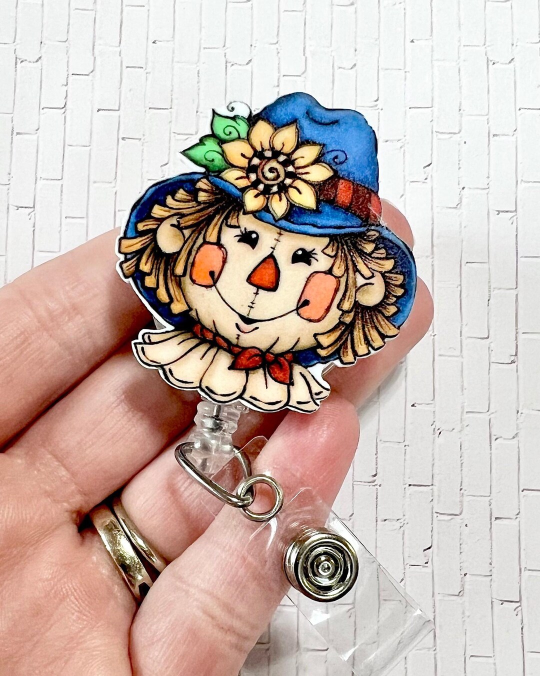 Scarecrow Badge Reel, Thanksgiving Badge Reel, Happy Fall Badge Clip ...