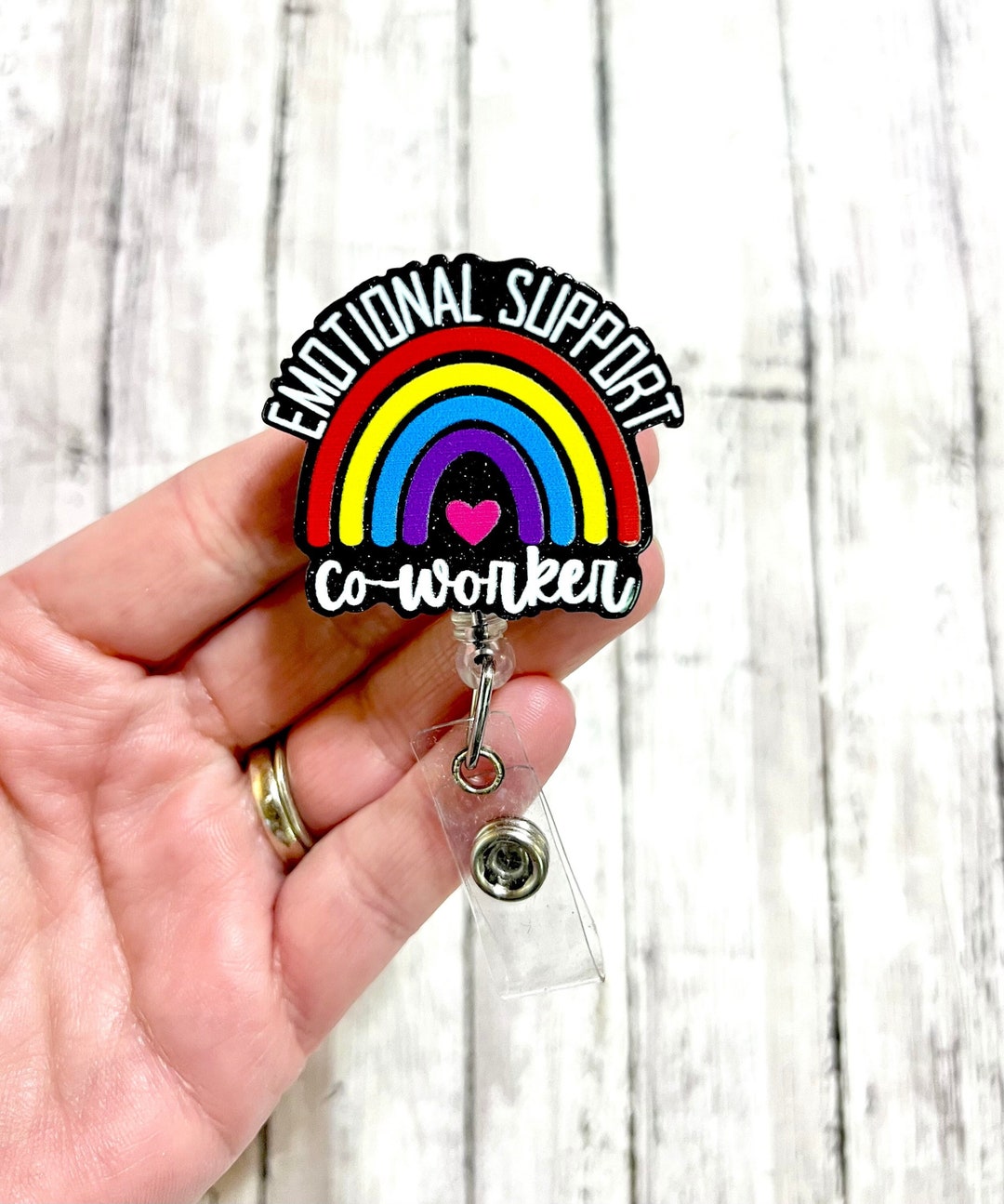 Co-worker Badge Reel, Support Person Badge Holder, Rainbow Badge Reel ...