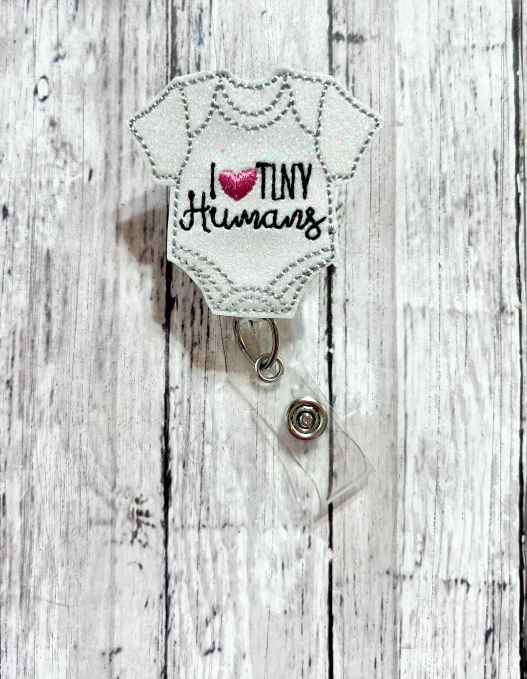 I Love Tiny Humans Baby Nurse Badge Reel, Labor and Delivery Badge Reel ...