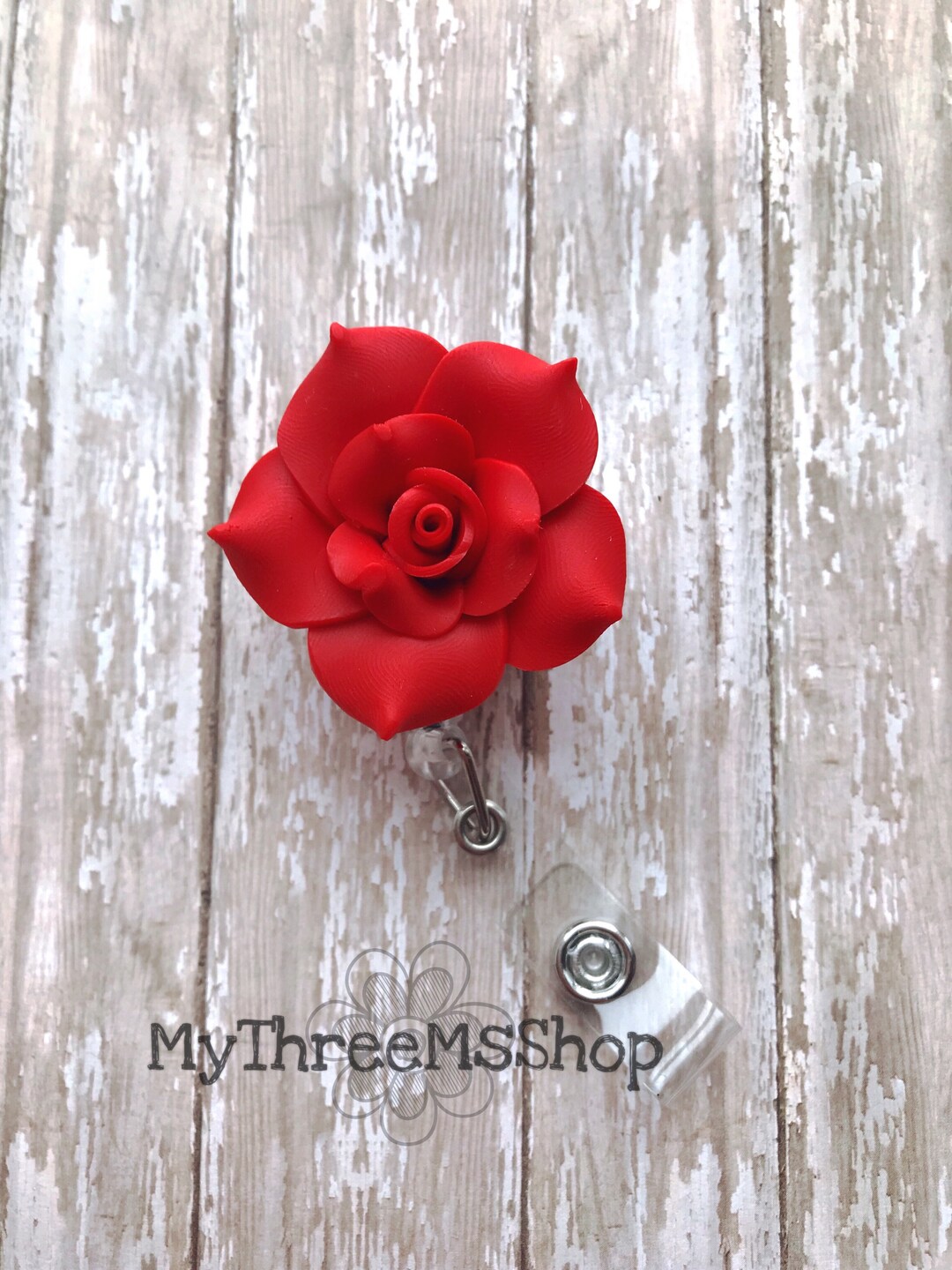 Red Rose Nurse Badge Reel, Red Rose Badge Holder, Flower Badge Clip ...