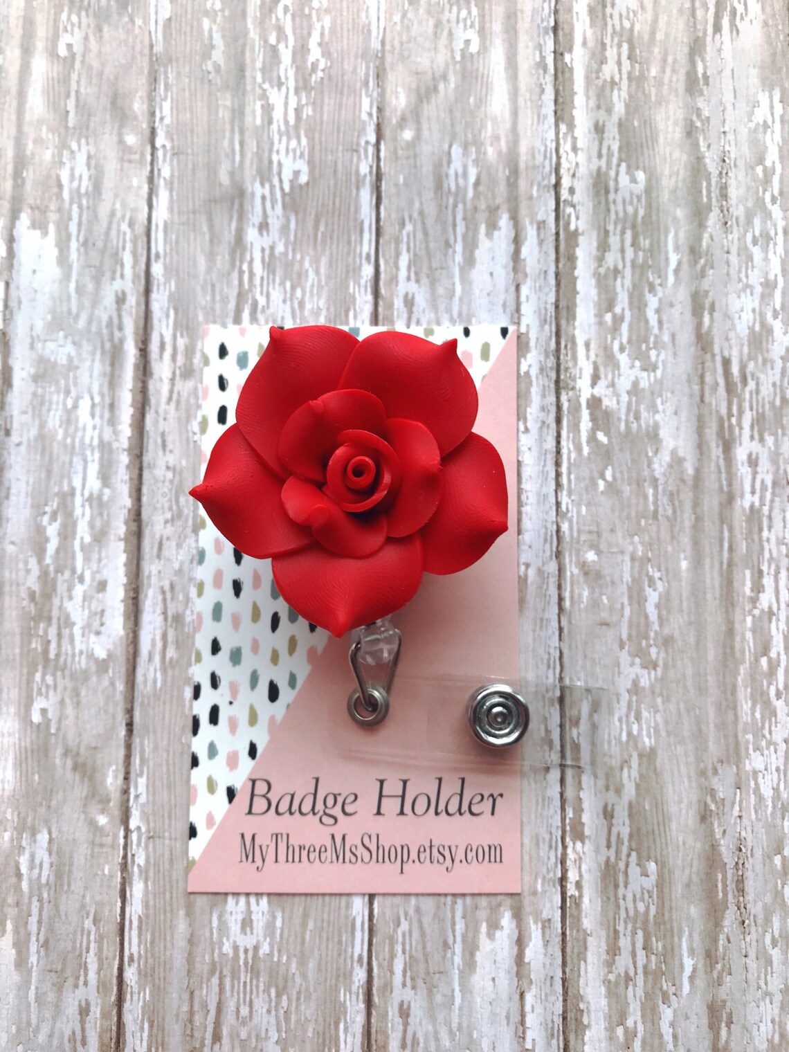 Red Rose Nurse Badge Reel, Red Rose Badge Holder, Flower Badge Clip ...