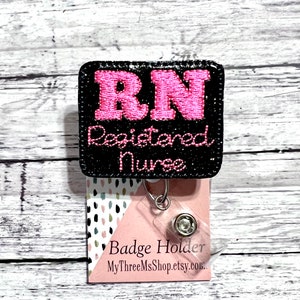 RN Badge Reel, Black and Hot Pink Nurse Badge Holder, Nurse Week Gift ...
