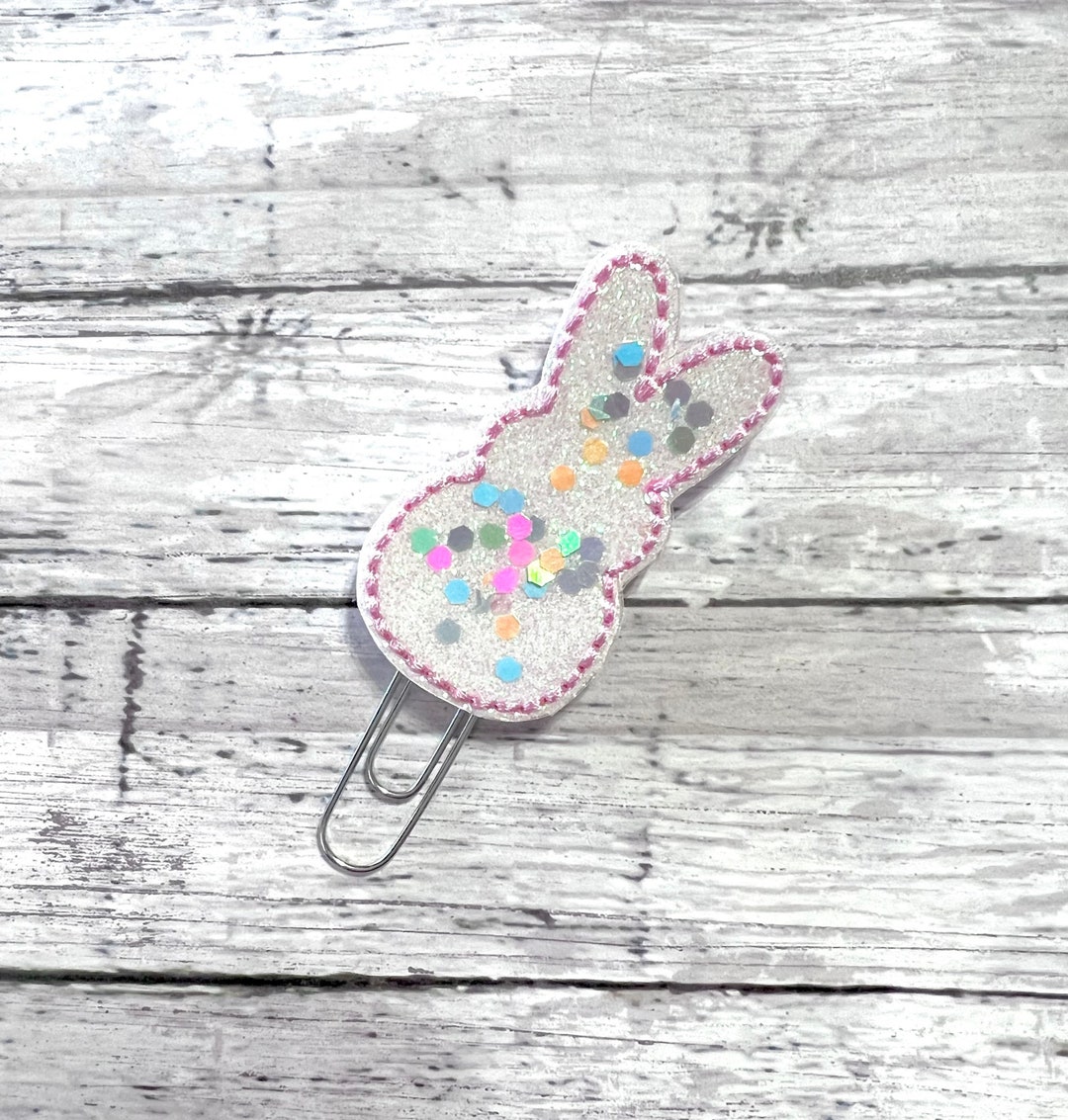 Confetti Bunny Planner Paperclip, Bunny Bookmark, Glitter Easter ...