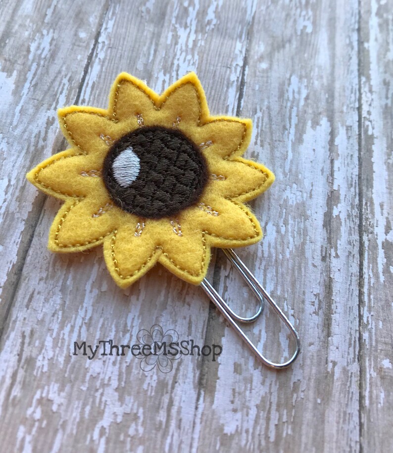 Sunflower Feltie Planner Clip Paperclip Bookmark Planner | Etsy