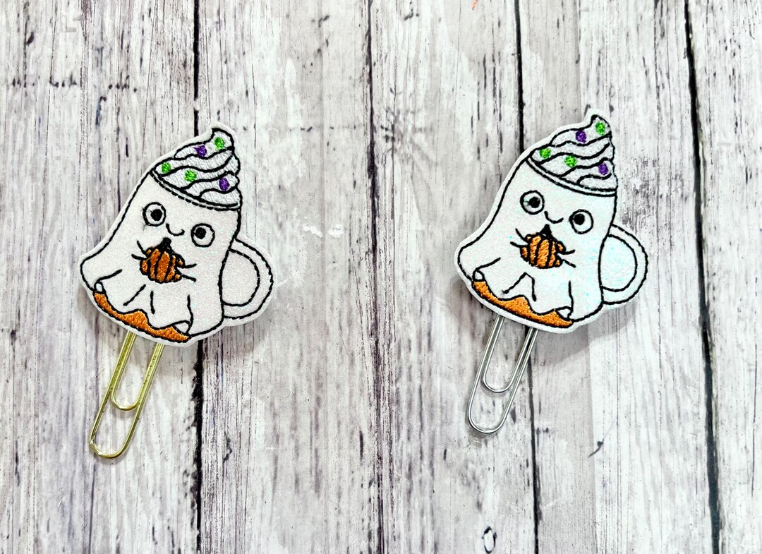 Ghost Coffee Cup Planner Bookmark, Halloween Ghost Bookmarks, Planner ...