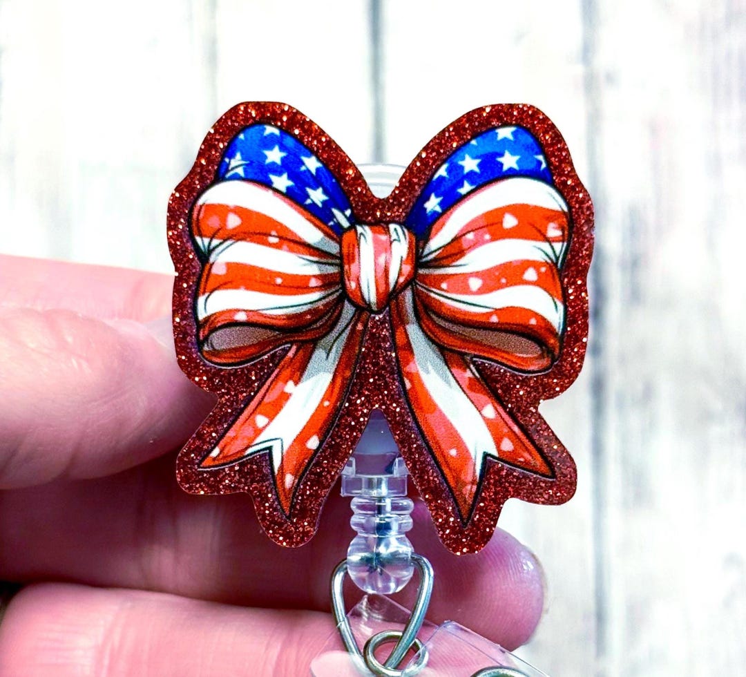 USA Bow Badge Reel, Forth of July Badge Reel, America Badge Reel ...