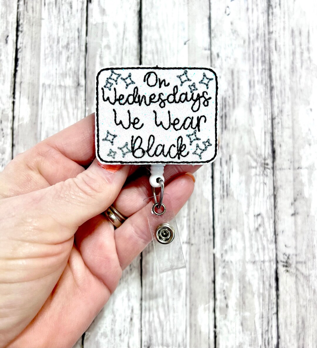 Wednesday We Wear Black Badge, Black Cloud Badge Reel, Witchy Vibes ...