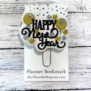 Happy New Year Planner Paperclip, New Year Paperclip, New Year Bookmark ...