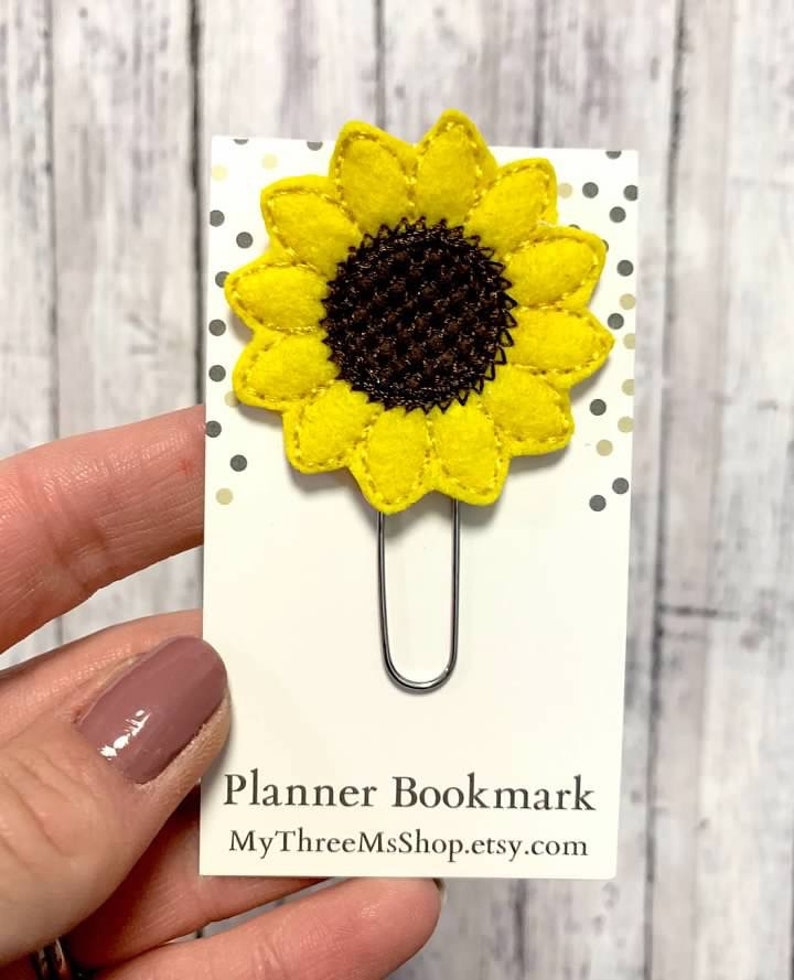 Sunflower Feltie Paperclip Bookmark Flower Feltie Planner | Etsy