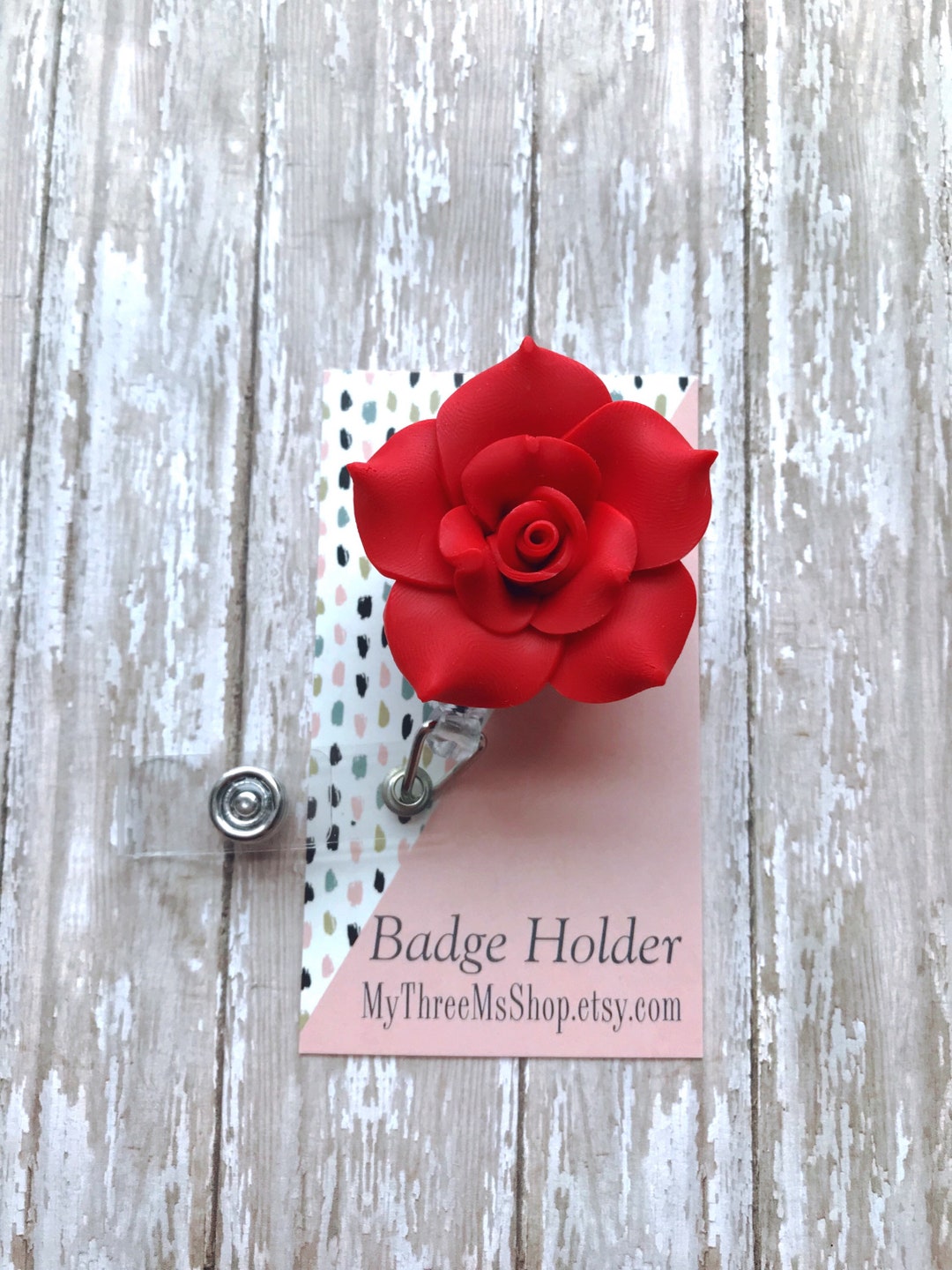 Red Rose Nurse Badge Reel, Red Rose Badge Holder, Flower Badge Clip ...