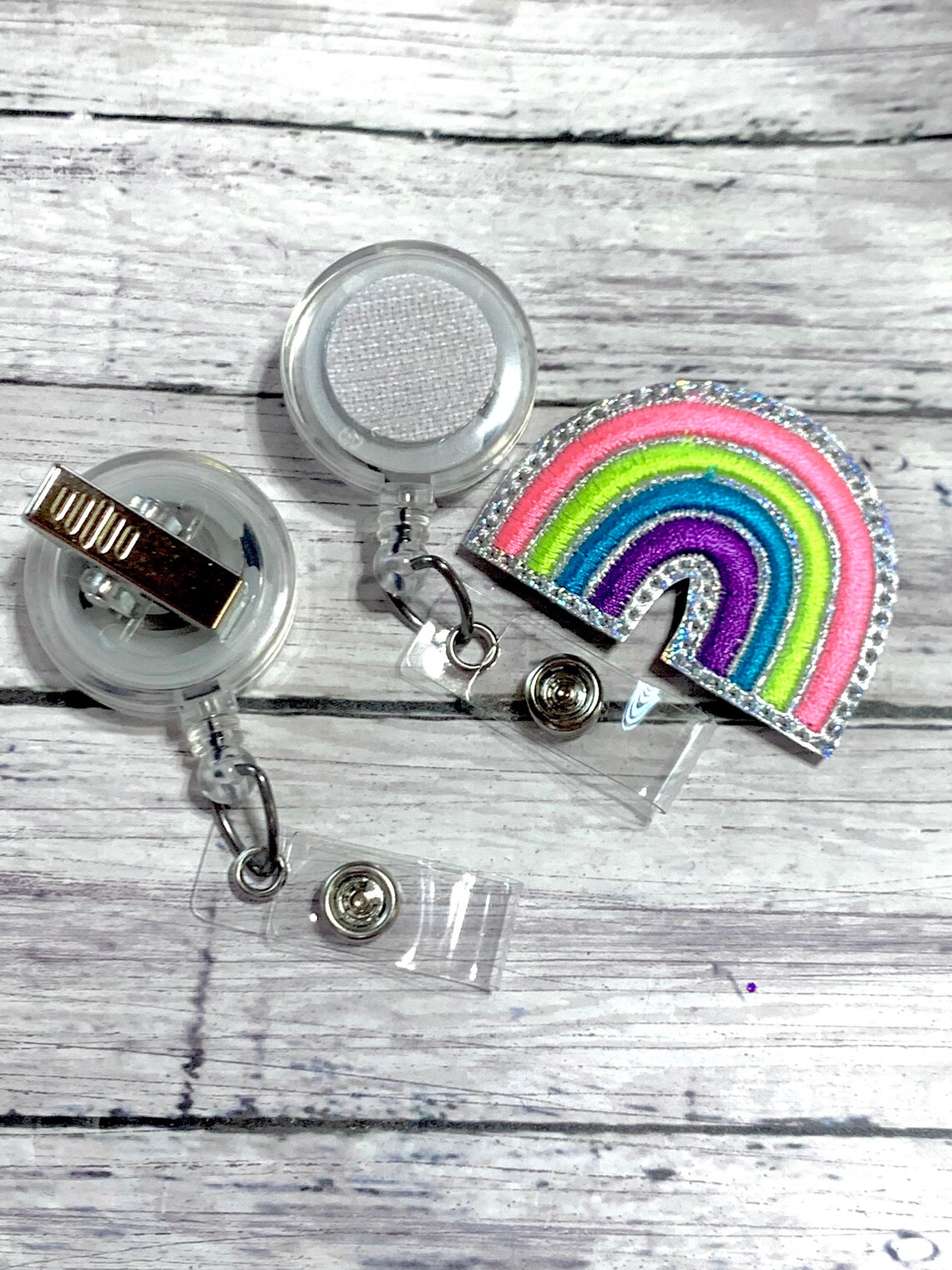 Holographic Rainbow Badge Reel Rainbow Badge Holder Nurse Etsy