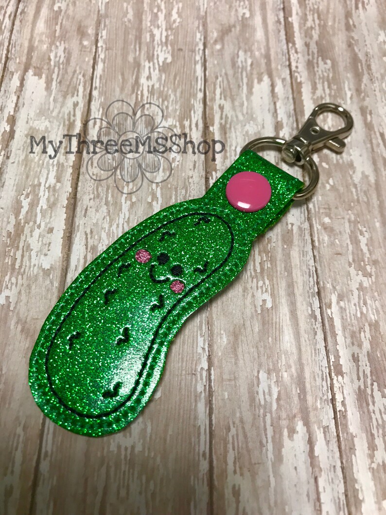 Pickle Key Fob Pickle Snap tab Embroidery Keychain Pickle | Etsy