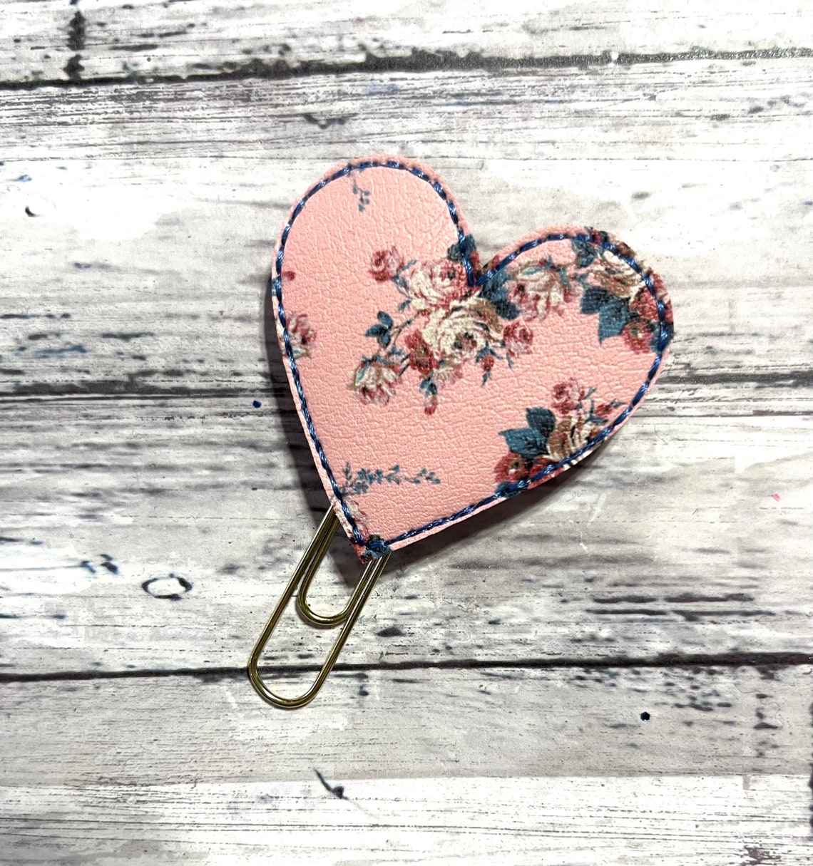 Heart Feltie Planner Clip Floral Heart Paperclip Bookmark - Etsy