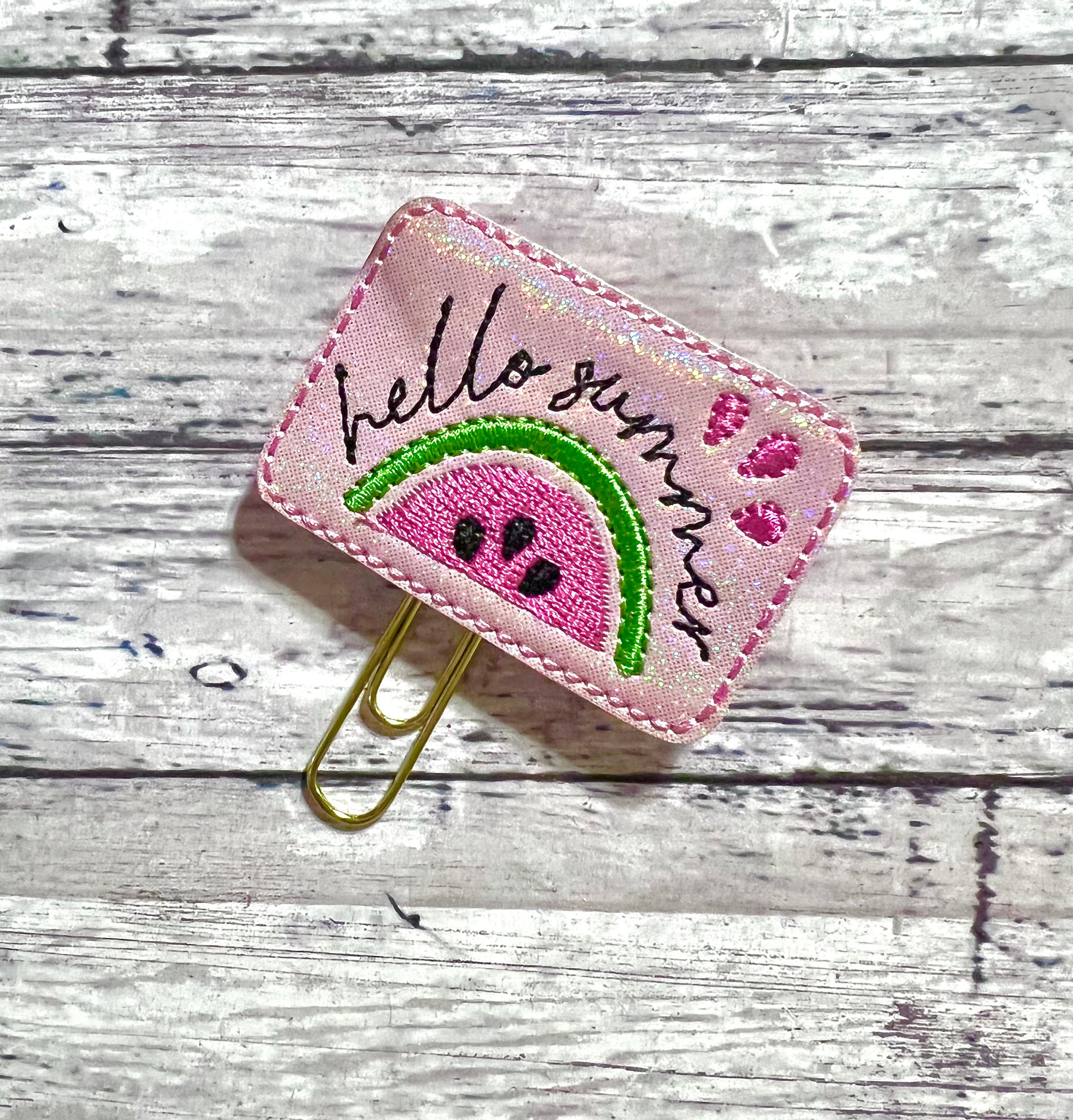 Hello Summer Planner Clip, Watermelon Bookmark, Summer Melon Paperclip ...